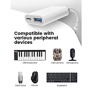 HzyknPower USB Adapter for iPad/iPhone, USB Female Adapter,USB OTG Data Sync Cable,Supports USB Flash Drives,Memory SD Card Readers,MIDI Players,Mouse Keyboards,Plug&Play