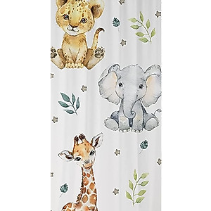 Baby Safari Animals Baby Boy Room Curtain Nursery Curtains Window Curtains (Pair of - 28" x 63")