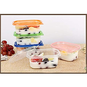 Toyvian 12pcs Food Storage Containers with Lids Rectangular Plastic Lunch Boxes Disposable Food Container Kitchen Sealed Box for Fruit Cake 280ML (Green,Blue,Transparent,Pinkï¼‰