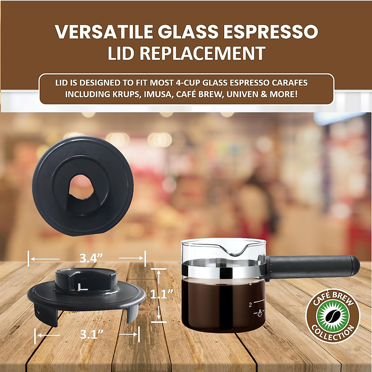 Espresso Carafe Lid, Universal Replacement fits Krups, IMUSA, Hamilton Beach, Mr. Coffee, Breville, Univen