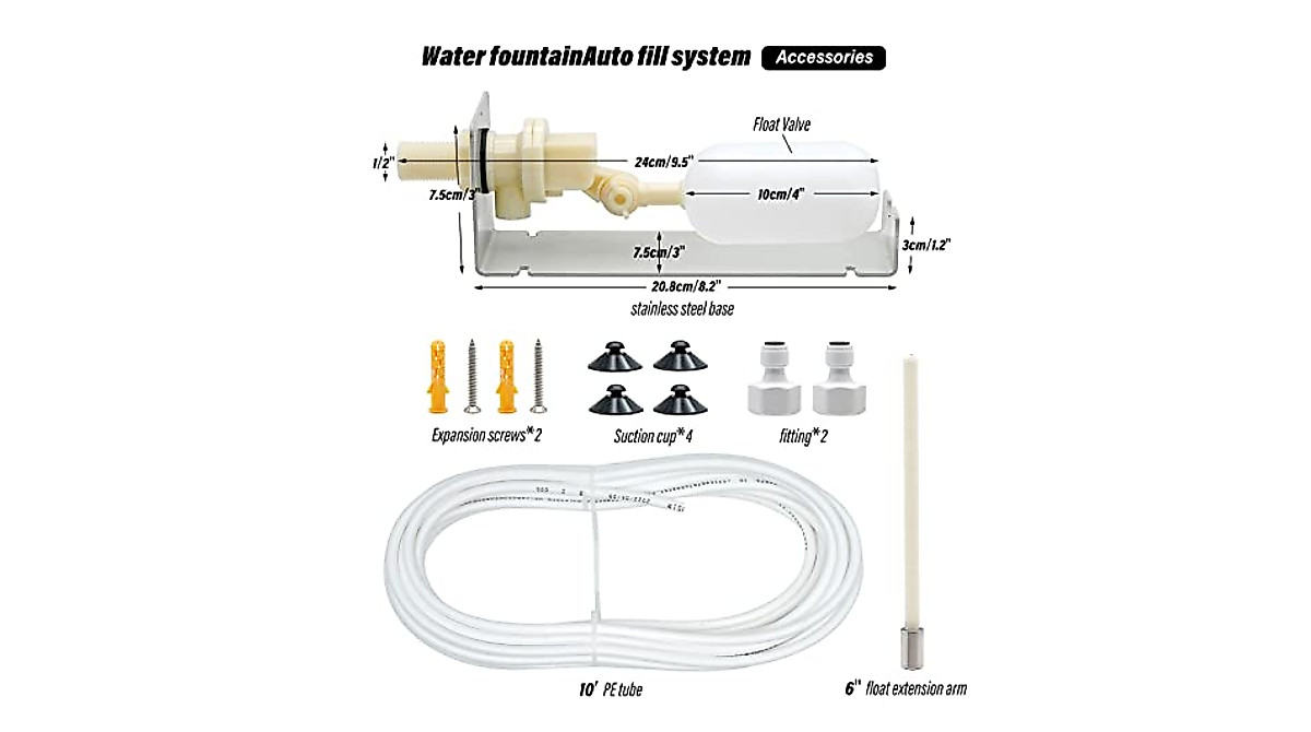 Auto Fill Water Level Kit for Fountains & Aquariums