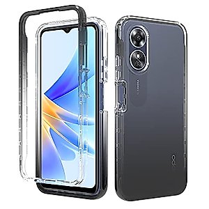 Pzwoxukhov Case for Oppo A17 4G Case Cover,Case for Oppo A17K high Transparency，Gradient Color,Anti-Drop Shock Absorption Case Black