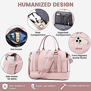 Gym Bag LOVEVOOK Travel Duffel Bag with USB Charging Port,Weekender Bags for Women with Shoe Compartment,Carry on Overnight Bag with Toiletry Bag,Hospital Bags for Labor and Deliver