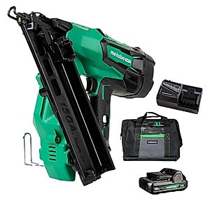 Metabo HPT 18V MultiVolt™ Angled Cordless Finish Nailer Kit, 15 Gauge, 1-1/4" up to 2-1/2" Angled Finish Nails, (1) 18V 2.0Ah Lithium Ion Battery, Charger, Bag, Lifetime Tool Warranty, NT1865DMAST