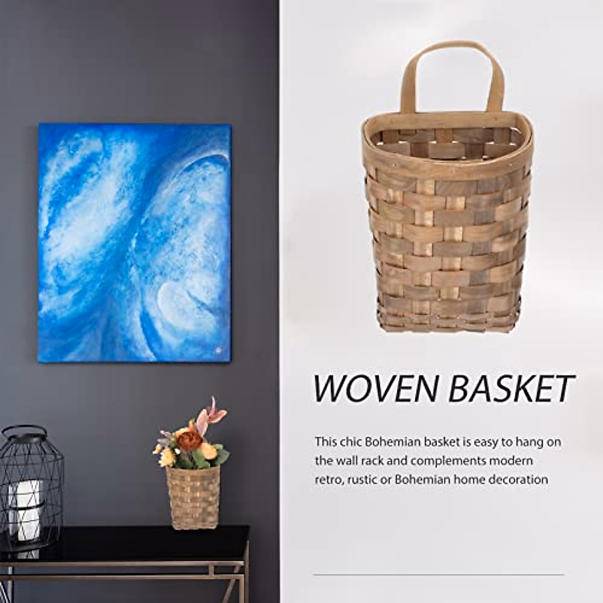 UPKOCH Wicker Woven Storage Basket Bins Decor Wall Hanging Baskets Onion Container with Handles Decorative Fruit Basket Organizer for Living Room Pantry Nursery