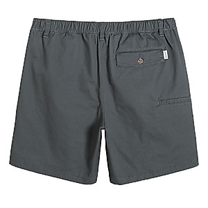 maamgic Men's Classic-fit 7" Cotton Casual Shorts Elastic Waistband with Multi-Pocket Daily Wear Walking Summer Outfit