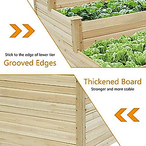 KINTNESS 3 Tier Raised Garden Bed Cedar Elevated Garden Bed Kit for Growing Vegetables Flowers Herb Box Outdoor Indoor …
