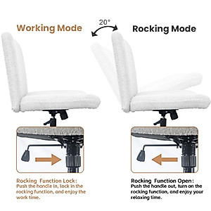 Kadunmina Armless Office Desk Chair with Wheels, Modern Swivel Computer Task Chair Comfortable Adjustable Wide Seat Vanity Chair for Home, Bedroom, Make Up(White)