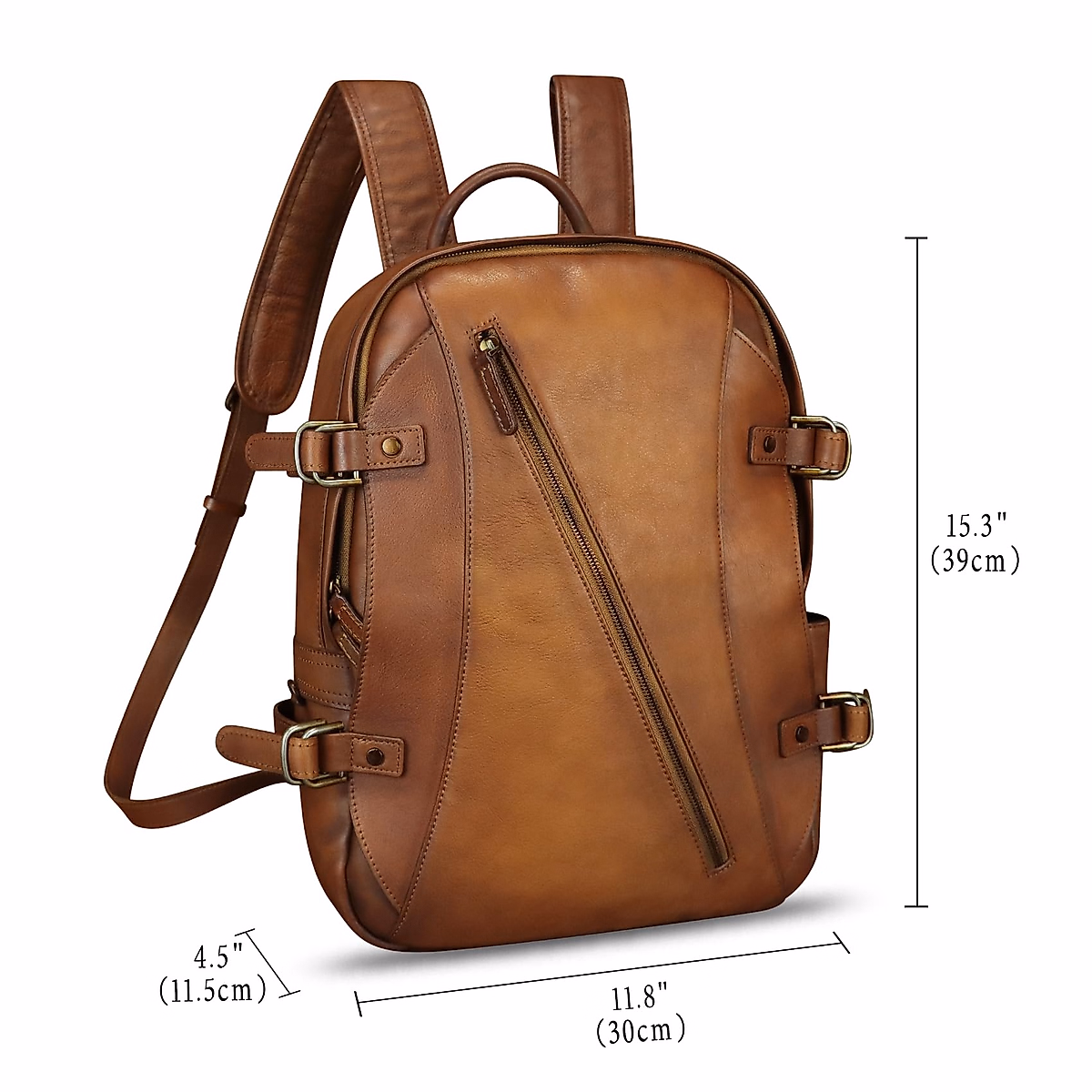 IVTG Genuine Leather Backpacks for Men Vintage Handmade High Capacity Leather Rucksack Casual Daypack Retro Knapsacks (Brown)