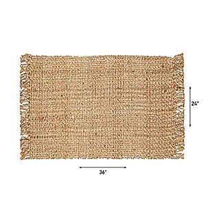 Hausattire Hand Woven Jute Rug, 2'x3' - Natural, Reversible Farmhouse Accent Rugs for Living Room, Kitchen, Bedroom - 24x36 Inches