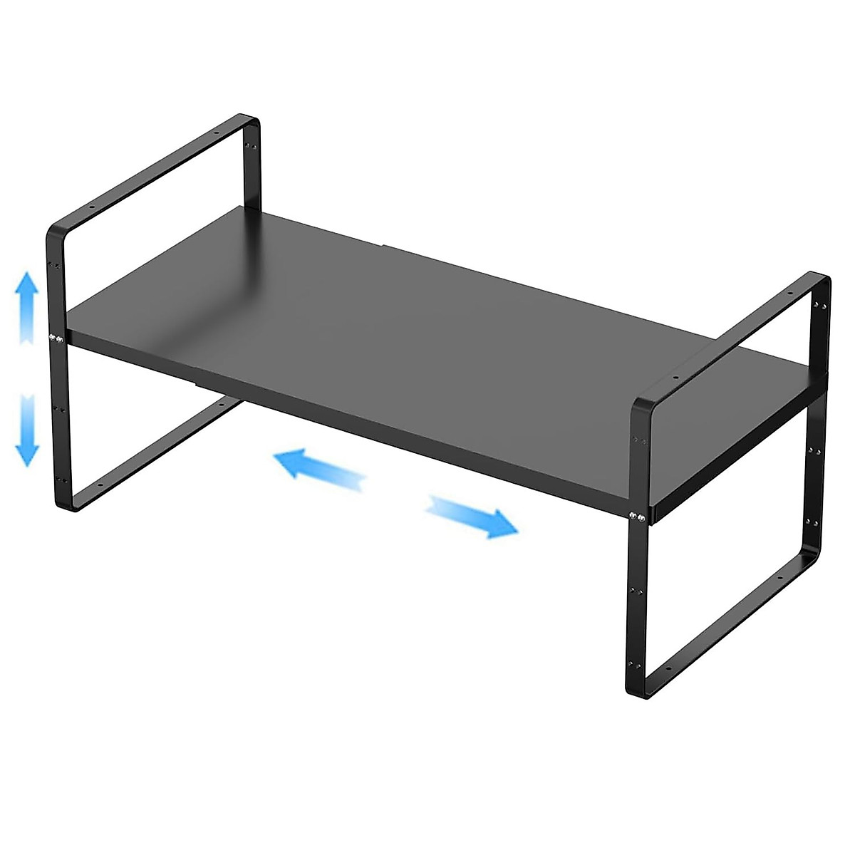 GEDLIRE Expandable Kitchen Cabinet Shelf Organizers 2 Pack, Stackable Metal Pantry Storage Shelves Rack, Adjustable Counter Shelf for Cabinets, Countertop, Cupboard Organizers and Storage, Black