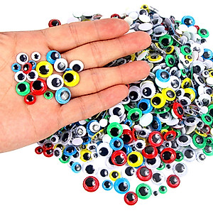 1000 Pcs Self Adhesive Googly Wiggle Eyes for DIY, Multi Colors and Sizes Craft Sticker Eyes