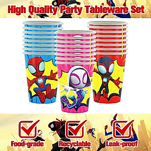 120Pcs Spidey Birthday Decorations, 60 Plates, 30 Napkins and 30 Cups for Spider Birthday Party Supplies