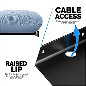 BRAINWAVZ 2-Pack 6" Floating Metal Wall Shelf for Books, Organizer, Speakers, Plants, Cameras, Books, Decor Display, Storage, Routers & More Wide Universal Holder Shelf (Black)