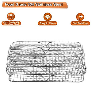 Air Fryer Rack Compatible with Ninja Foodi Grill XL Air Fryer FG551 IG601 IG651 Air Fryer Indoor Grill， Come with Basting Brush, Spatula and Kitchen Tongs