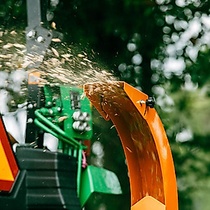 Titan Attachments 3 Point Wood Chipper, PTO Driven for Tractors Up to 70HP, 3 Point Hitch Mounting, Self-Feeding Chute, Adjustable Discharge, Reversible Blades, Shredder Mulcher Operates at 540 RPM