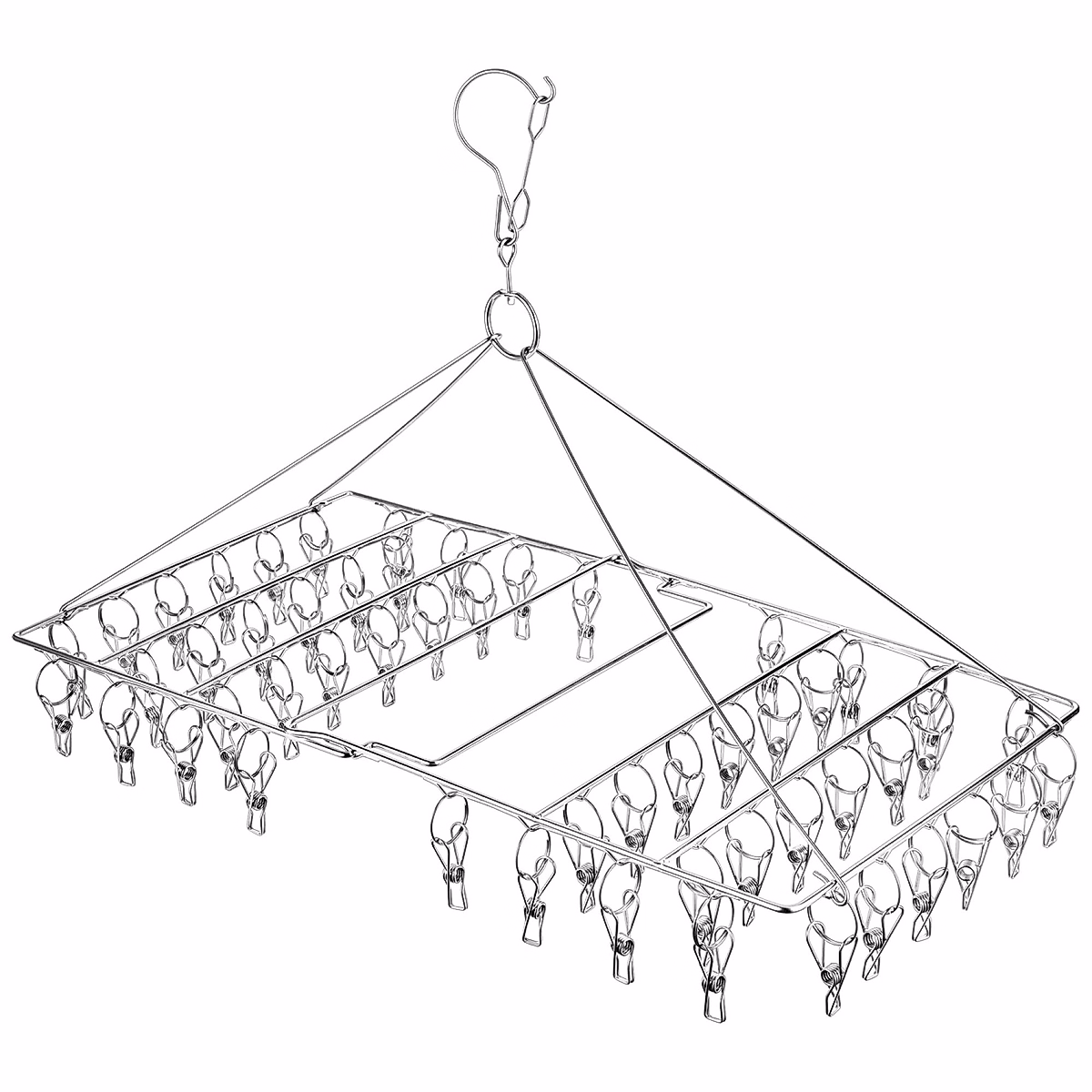 WudTus 46 Clips Sock Dryer Folding Stainless Steel Space-Saving Drying Rack for Sock, Underwear, Baby Clothes and Small Laundry Items