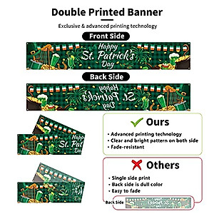 Probsin Happy St. Patrick's Day Banner 120" x 20" Large St Patricks Day Decorations Shamrock Clover Sign Irish Party Hanging Supplies Decor Lucky Holiday with Brass Grommets for Home,Outdoor,Indoor,Yard,Garden
