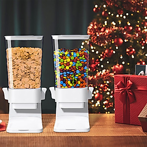 Cereal Dispenser Countertop, 5L Cereal Containers Storage Dispenser for Pantry, Large Dry Food Cereal Dispenser, Not Easy to Crush Cereal, Can Hold Oatmeal, Candy, Snack, Grain, Pet Food (White, 1Pc)