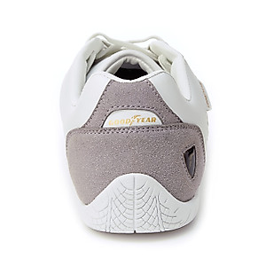 Goodyear Octane Racing Sneaker for Men, Pair, Athletic Auto Racing Footwear with Non-Slip EVA Rubber Soles, Vegan Leather Upper, Mesh Lining - White/Grey/Size: 9