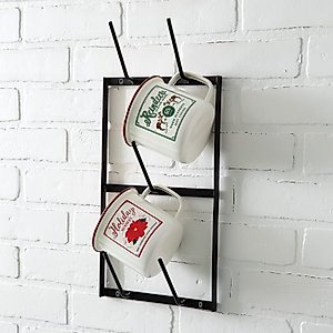 Colonial Tin Works Wall Mug Rack, 17-inch Height, Metal, Black