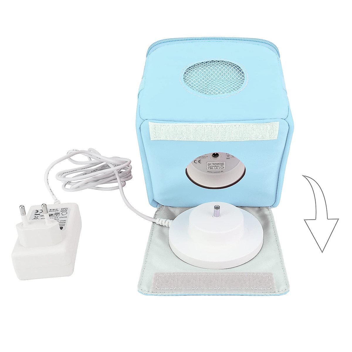 Annmore Carrying Case for Toniesbox and Tonies Figures, with Cover for Tonies Ears, Use for Tonies Characters Transport and Storage, Blue