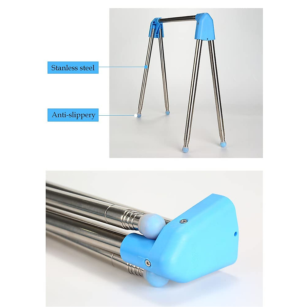 Portable Garment Rack Extra Compact and Lightweight, Foldable Mini Drying Clothe Rack for Travel, Camping, Laundry, Dance, Indoor, Outdoor (Enhanced (Longer & Thicker))