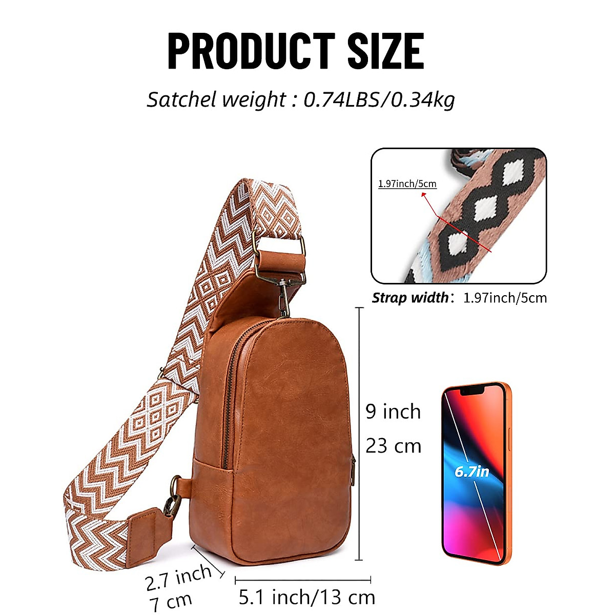 Sling Bag for Women Fanny Pack Crossbody Bags for Women Chest Bags Cross Body Purse PU Shoulder Backpack for Women Men Teen Girls (Brown)