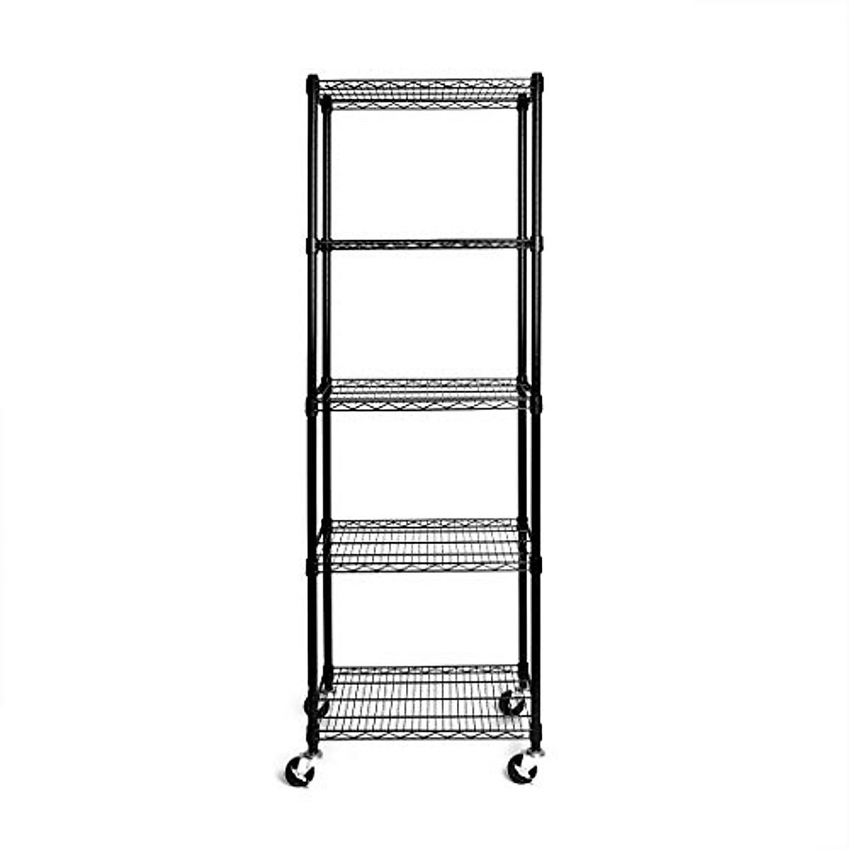 Seville Classics UltraDurable Heavy Duty NSF Solid Steel Wire Rack Storage Unit Organizer for Garage, Warehouse, Office, Restaurant, Classroom, Kitchen, 5-Tier Shelving, 24" W x 18" D, Black, 10 Count