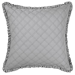 Laura Ashley Home - King Comforter Set, Reversible Cotton Bedding, Includes Matching Shams with Bonus Euro Shams & Throw Pillows (Annalise Grey, King)