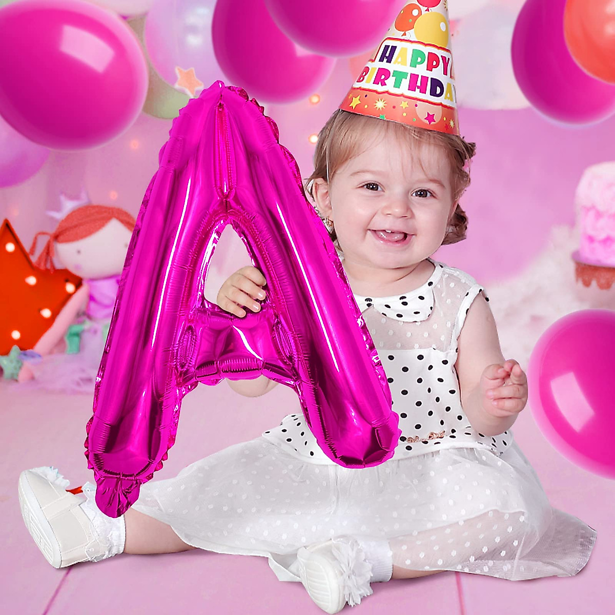 Personalized Name Happy Birthday Banner - Happy Birthday Balloon Letters Balloons 2 Sets A- Z 16'' Mylar Foil Birthday Party Decorations for Kids, Women, Men, Black