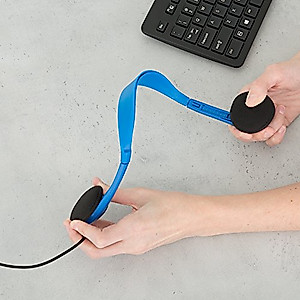 Egghead EGG-IAG-1000FA-BL-SO-20 Heavy-Duty Stereo School Headphones w/Tangle-Free Cord (Pack of 20)-Blue