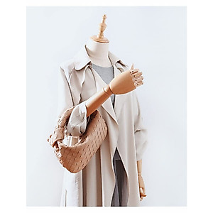 Women Kontted Woven Bag Handbag Hobo Bag Leather Woven Fashion Designer Ladies Clutch Purse Dumpling Shoulder Bag for Women (Khaki)