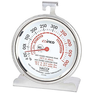 Winco B001B4KUPY 3-Inch Oven Thermometer with Hook and Panel Base, 3" Dial