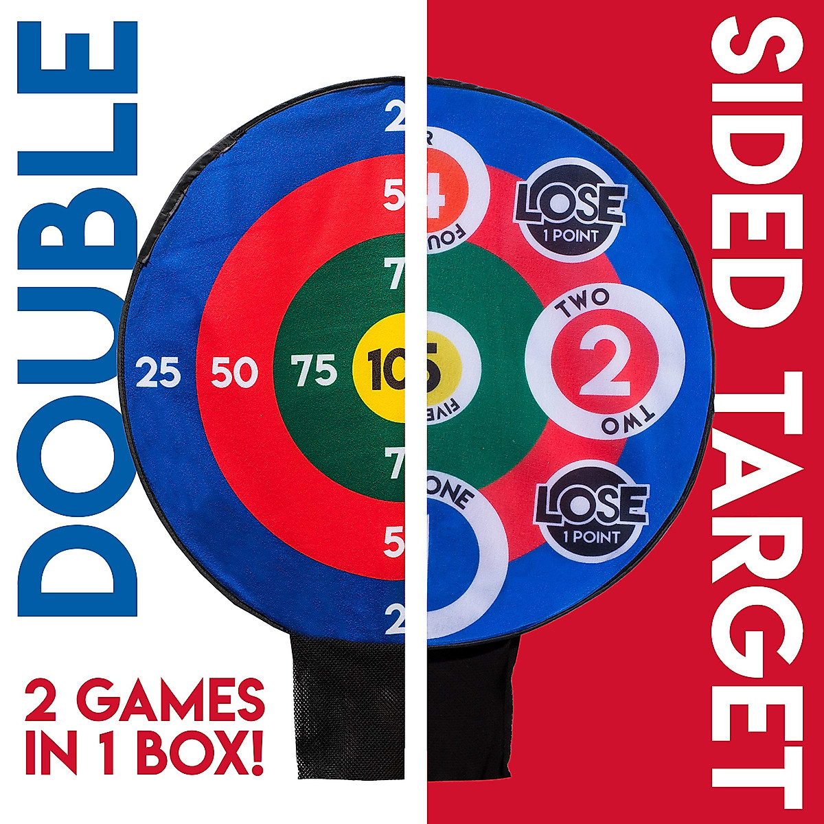 Franklin Sports Kids Archery Target Set - 1 Bow, 3 Self-Stick Arrows - Over The Door - Height-Adjustable Target - Perfect for Indoor Play, Red/Blue