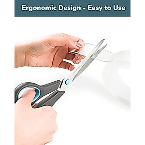 Teskyer Scissors Set of 4 Pack, 4 Sizes All-Purpose Stainless Steel Scissors with Comfort Soft Grip for Craft, School, Office and Family Daily Use, 9.6"/8.4"/6.3"/5.5", Blue & Grey