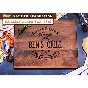 Personalized Grill Wooden Cutting Board Handmade in USA – Best Serves as Chopping board, Charcuterie board, Cheese board – Unique Wood Grilling Gift for men Birthday, Housewarming & Anniversary