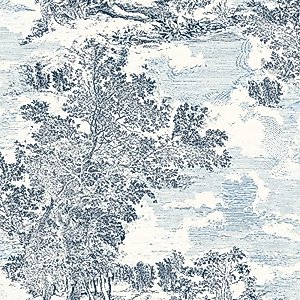 Surface Style - Peel and Stick Wallpaper, Scenic Wallpaper for Bedroom, Powder Room, Kitchen, Self Adhesive, Vinyl, 30.75 Sq Ft Coverage (Serene Scenes Collection, Sapphire)