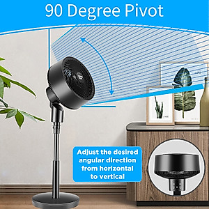 Air Circulator Fan Super Quiet with DC Motor Whole Room Oscillating Standing Floor Fan with Remote, 6 Adjustable Height, 3 Winds Mode, 12 Speeds & 90 Degree Pivoting Head For Bedroom Office Home