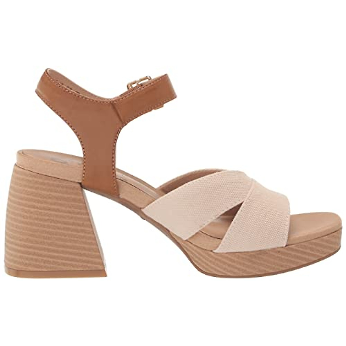 Dr. Scholl's Shoes Women's Mariah Block Heel Sandal Heeled, Light Brown Smooth/Fabric, 6