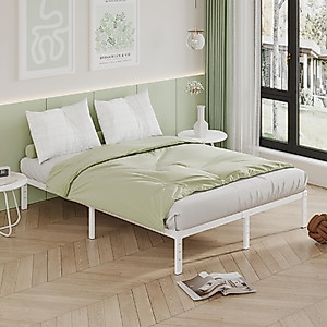 Cieemine 12 Inch White King Size Bed Frame, Heavy Duty King Size Platform Bed Frame, Mattress Foundation, No Box Spring Needed, Easy Assembly, Noise-Free