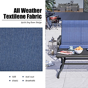 PatioFestival 4 Pcs Patio Glider Set, Outdoor Furniture Set with Metal Coffee Table,Gliding Rocking Chair,Textilene Fabric,Gliding Rocking Chair Set for Garden, Yard, Poolside(Blue)