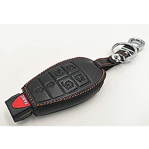 KAWIHEN Leather Key Fob Cover Replacement for Chrysler 300 T&C Dodge Challenger Charger Durango Grand Caravan Journey Ram 1500-4500 Magnum Grand Cherokee Commander M3N5WY783X 2701A-C01C IYZ-C01