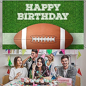 American Football Happy Birthday Decorations Banner Backdrop Rugby Players Sports Touchdown Theme Favors Supplies Decor for Fan Man Boy 1st Birthday Party Baby Shower Flag Background