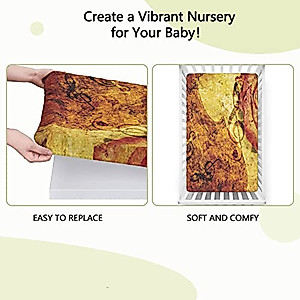 Rose Themed Fitted Crib Sheet,Standard Crib Mattress Fitted Sheet Toddler Bed Mattress Sheets-Baby Sheet for Boys Girls,28“ x52“,Cream Orange