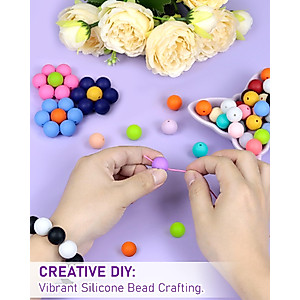 150PCS FIVEIZERO Silicone Beads, 30 Colors 15mm Silicone Beads Bulk for Keychain Making,Focal Beads Rubber Round Bulk Beads Mixed Color Silicone Beads for DIY Crafts Making