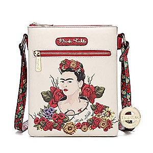 Frida Kahlo Flower Collection Licensed Cross Body Bag (Red)