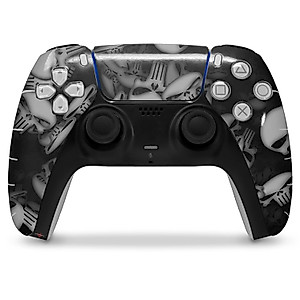 WraptorSkinz Skin Wrap compatible with Sony PS5 DualSense Controller Skulls Confetti White (CONTROLLER NOT INCLUDED)
