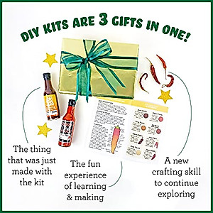 DELUXE DIY HOT SAUCE MAKING KIT Everything Included - Best Gift for Him, Husband, Friend, & Loved One - Make Your Own Gourmet Hot Sauce - Quality Dried Hot & Spicy Peppers, 6 Unique Recipes & stickers