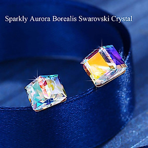 EVEVIC Color Changing Cubic Austrian Crystal Pendant Necklaces for Women 14K Gold Plated Hypoallergenic Jewelry (Aurora Borealis)